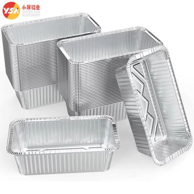 China No 6A Recyclable Aluminum Foil Mini Loaf Pan 670ml Disposable Foil Tray Aluminum Foil Food Container with Plastic Lid for sale