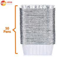 China No 6A Recyclable Aluminum Foil Mini Loaf Pan 670ml Disposable Foil Tray Aluminum Foil Food Container with Plastic Lid for sale