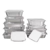 China Disposable Aluminum Foil Container 450ml 800ml Oven Microwave Safe Leak Proof Tray with Plastic Lid for sale