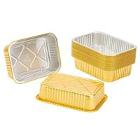 China 125ml golden square aluminum foil container can be heated in microwave and oven, safe and environmentally friendly for sale
