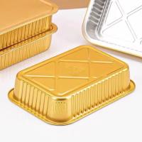China 125ml golden square aluminum foil container can be heated in microwave and oven, safe and environmentally friendly for sale