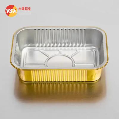 China 125ml golden square aluminum foil container can be heated in microwave and oven, safe and environmentally friendly for sale