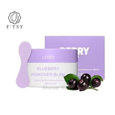 China Private Label Sweet Smell Purple Color Blueberry Melting Face Eye Lips Gentle Makeup Remover Balm for Beauty Cosmetics for sale
