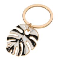 China Custom Logo Monstera Leaf Zinc Alloy Keychain with Enamel Green Plant Girl Design - 2D Gold-Plated Souvenir for sale