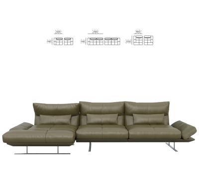 China Large Suspended Metal Leg Designer Leather Sofa for Apartments Villas Hotels for sale