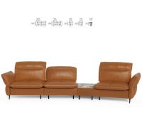 China Adjustable Backrest Cowhide Sofa with Marble Side Tables Modern Leather Sectional for sale