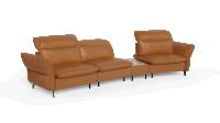 China Adjustable Backrest Cowhide Sofa with Marble Side Tables Modern Leather Sectional for sale