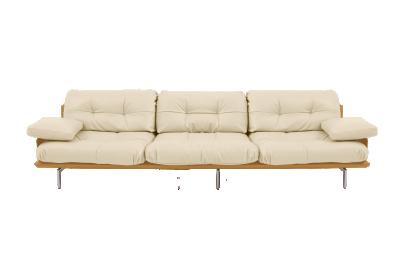 China Light Luxury Cloud Shaped Pull Button Three Seater Sofa Modern Leather Apartment Furniture for sale