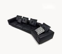 China Pull Button Layer Cowhide Tofu Block Sofa Modern Leather Apartment Villa Hotel for sale