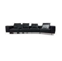 China Pull Button Layer Cowhide Tofu Block Sofa Modern Leather Apartment Villa Hotel for sale