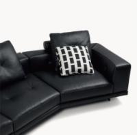China Pull Button Layer Cowhide Tofu Block Sofa Modern Leather Apartment Villa Hotel for sale