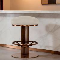 China Rose Gold Luxury Swivel Bar Stool Counter Height Stool With Padded Fabric Seat for sale