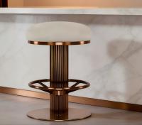 China Rose Gold Luxury Swivel Bar Stool Counter Height Stool With Padded Fabric Seat for sale