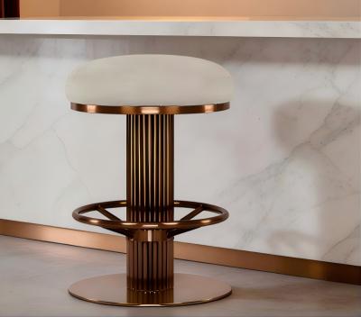 China Rose Gold Luxury Swivel Bar Stool Counter Height Stool With Padded Fabric Seat for sale