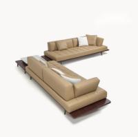 China Solid Wood Base L-Shaped Leather Corner Sofa for Villa Living Room Modern Design for sale