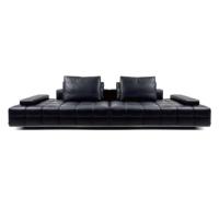 China Light Luxury Square Block Pull Button Cowhide Straight Row Sofa for Apartments Villas Hotels for sale