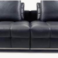 China Light Luxury Square Block Pull Button Cowhide Straight Row Sofa for Apartments Villas Hotels for sale