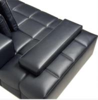 China Light Luxury Square Block Pull Button Cowhide Straight Row Sofa for Apartments Villas Hotels for sale