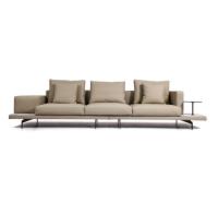 China Designer Modular Sofa Glass Edged Side Tables Modern Leather Apartment Furniture for sale