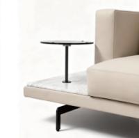 China Designer Modular Sofa Glass Edged Side Tables Modern Leather Apartment Furniture for sale