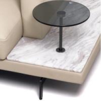 China Designer Modular Sofa Glass Edged Side Tables Modern Leather Apartment Furniture for sale