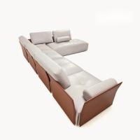 China L-Shaped Corner Leather Sofa Color Contrast Design for Villas Hotels Modern Living for sale