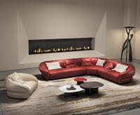 China Wine Red Top Layer Cowhide Curved Sofa Combination Modern Leather Sofa for sale