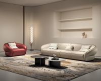 China Wine Red Top Layer Cowhide Curved Sofa Combination Modern Leather Sofa for sale