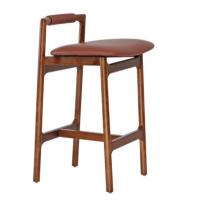 China Modern Style Leather Wooden Bar Stools Hotel Commercial Counter Height Stool for sale