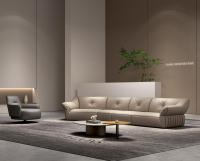 China Modern Luxury Leather Straight Back Sofa Combination Contemporary Living Room for sale