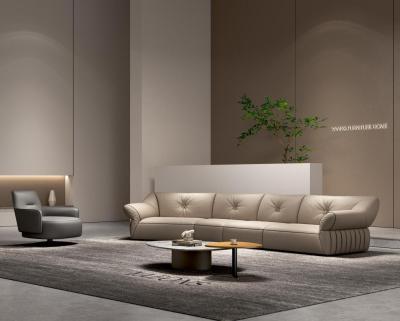 China Modern Luxury Leather Straight Back Sofa Combination Contemporary Living Room for sale