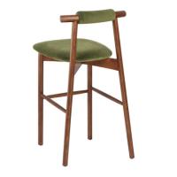 China Olive Green Velvet Bar Stools Walnut Legs Modern Nordic Counter Height Stool for sale