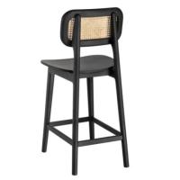 China Black Rattan Counter Height Bar Stool Nordic Vintage Style Coffee Shop Island Bench for sale