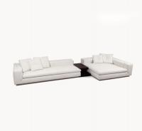 China Cream L Shaped Sofa with Solid Wood Edges Boucle Fabric Hotel Furniture for sale