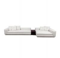 China Cream L Shaped Sofa with Solid Wood Edges Boucle Fabric Hotel Furniture for sale