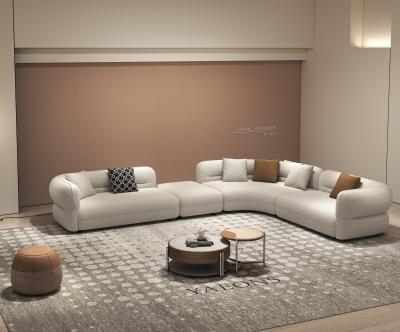 China Modern Cream White Curved Fabric Sofa Luxury Hotel Furniture Collection for sale