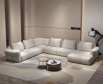China Japanese Style Wooden U-Shaped Fabric Sofa for Luxury Villas Hotels for sale