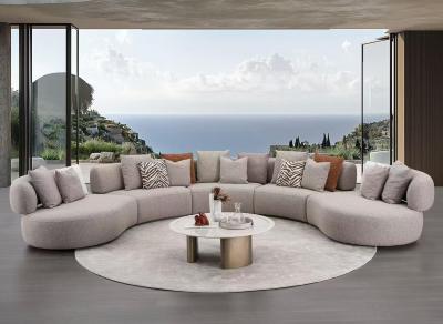 China Modern Light Luxury U-Shaped Curved Fabric Sofa Hotel Furniture Boucle Modular Sectional for sale