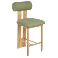 China Luxury Cylindrical Back Bar Chair Solid Wood Frame Barstool Kitchen Restaurant Counter Height Stool for sale