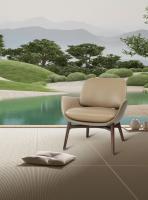 China Italian Minimalist Solid Wood Leather Lounge Chair Modern Design Lazy Chair for sale