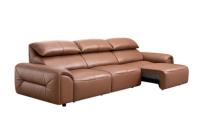China Retro Adjustable Large Unit Functional Sofa Modern Design Brown Leather for sale