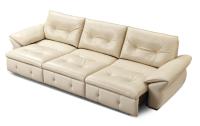 China Modern Living Room Cream White Double Electric Leather Sofa - Power Reclining Seating for sale