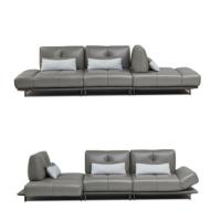 China Modern Adjustable Backrest Function Sofa Dark Gray Leather Modular Design for sale