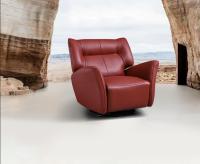 China Luxury Red Swivel Lounge Chair with 360 Degree Rotation and Adjustable Footrest for sale