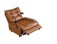 China Luxury Caramel Top Grain Leather Power Recliner Chair Flexible Phone Holder for sale