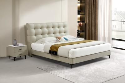 China Modern Light Luxury Zipper Master Bedroom Double Bed - Faux Leather Headboard Platform for sale