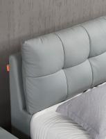 China Italian Style Smog Blue Square Buckle Soft Bed Hotel Furniture Platform Frame for sale