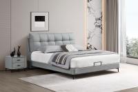 China Italian Style Smog Blue Square Buckle Soft Bed Hotel Furniture Platform Frame for sale