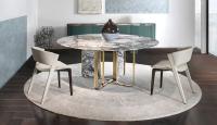 China Luxury Italian Style Curved Back Dining Chair with Modern Upholstered Accent Design for sale