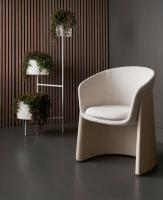 China Sculptural Curved Base Upholstered Dining Chair Modern Italian Accent Armchair for sale
